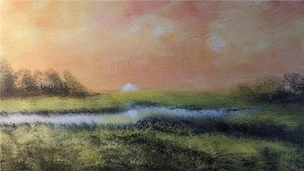 Marsh Sunset 36x24" oil painting by Cape Cod artist Joe Gallant