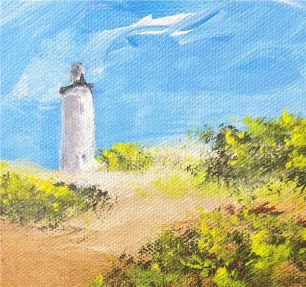 Lighthouse--5x5" original acrylic only $90